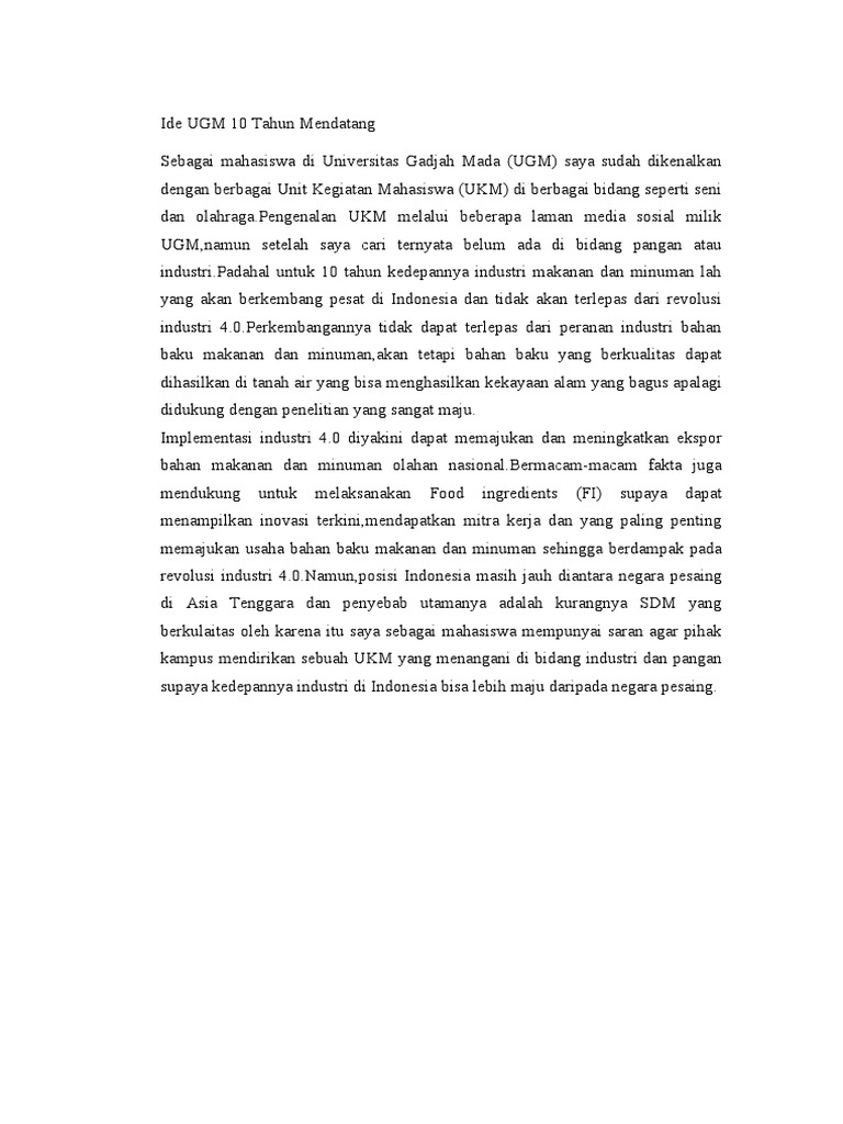 Ide UGM 10 Tahun Mendatang | PDF