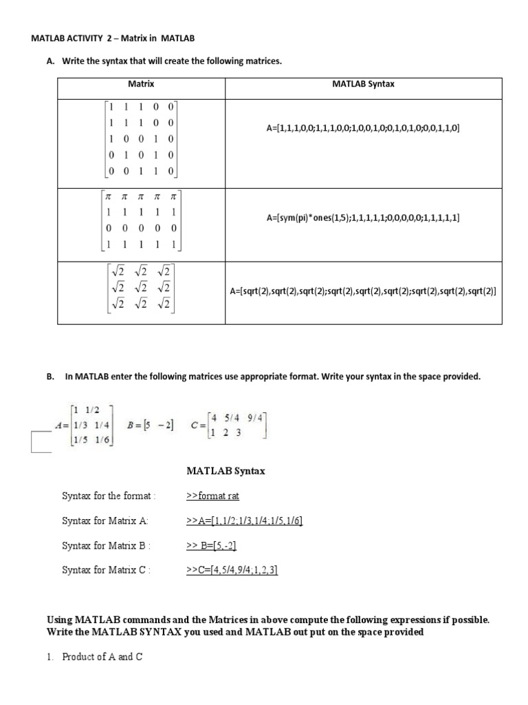 Matlab Activity 2 | PDF