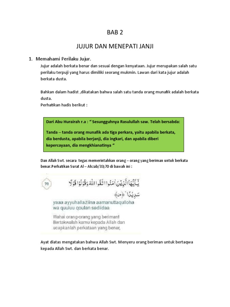 Jujur Dan Menepati Janji | PDF