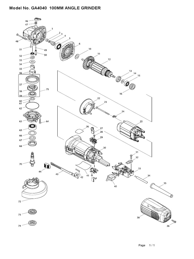 100MM Angle Grinder Parts List | PDF | Screw | Gear