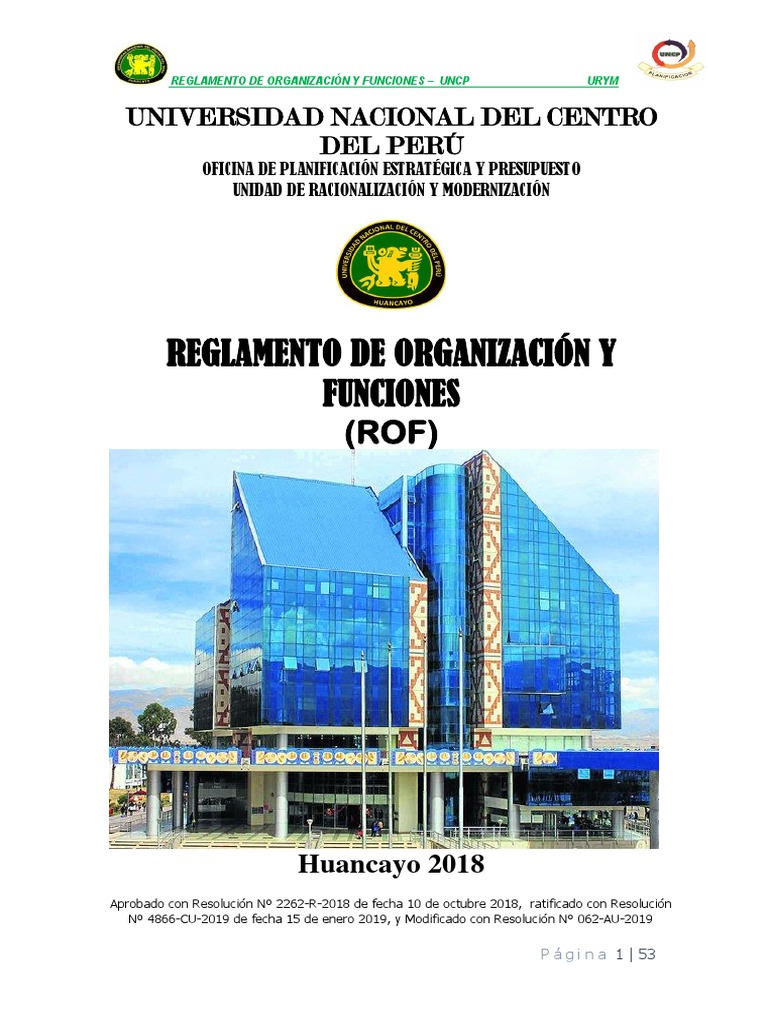 Rof 2018 Uncp Modificado 2019 | PDF | Comisión Europea | Universidad