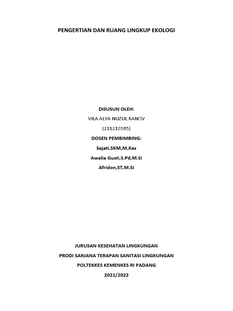 Pengertian Dan Ruang Lingkup Ekologi | PDF | Kesehatan Holistik Pengertian Dan Ruang Lingkup Ekologi | PDF | Kesehatan Holistik