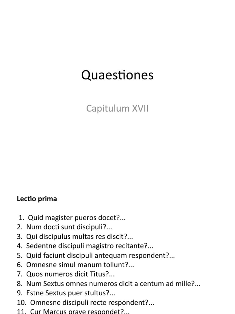 Capitulum 17 (Quaestiones) | PDF