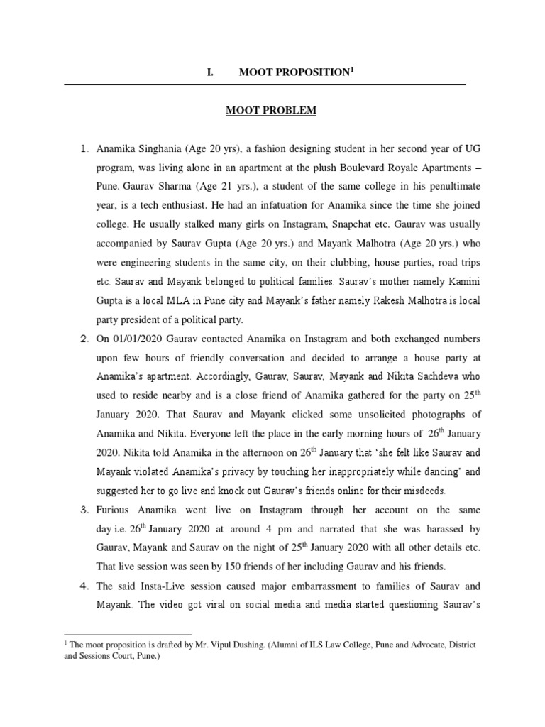 Moot Proposition | PDF | Prosecutor | Forensic Science