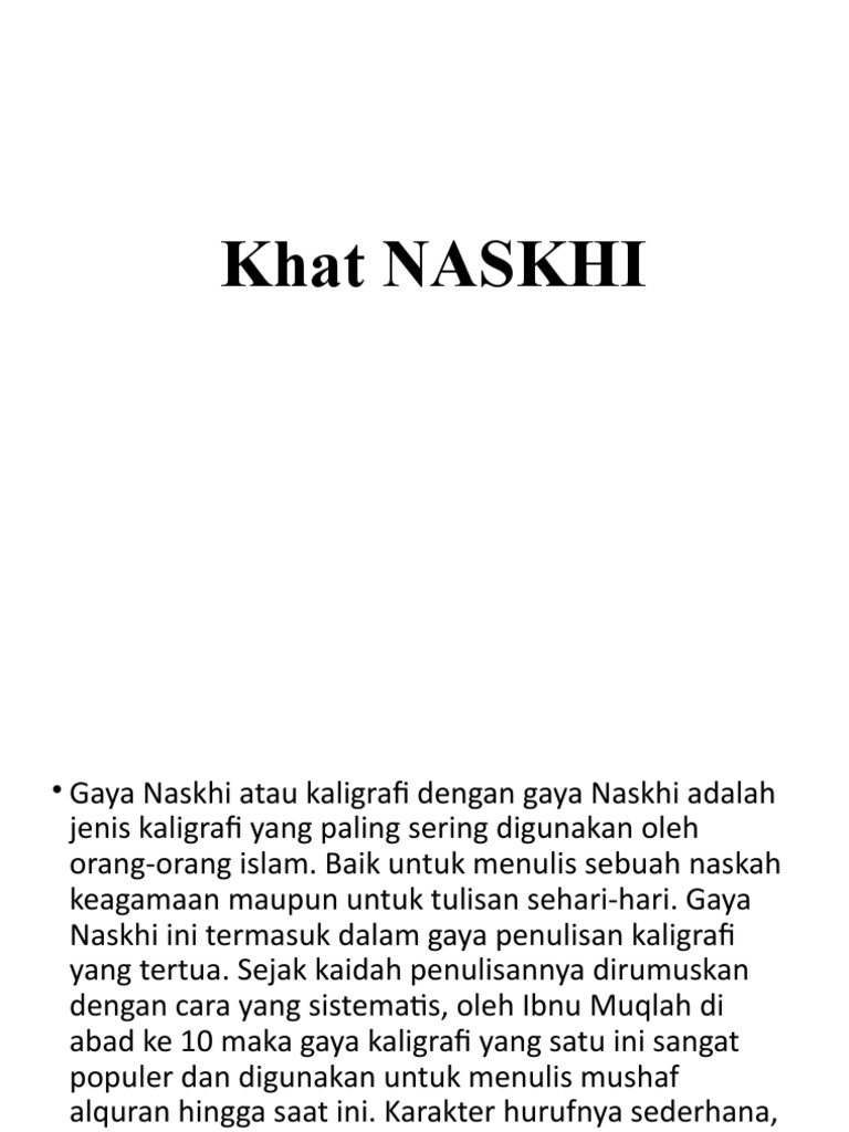 Sejarah dan Teknik Khat Naskhi | PDF | Klasik