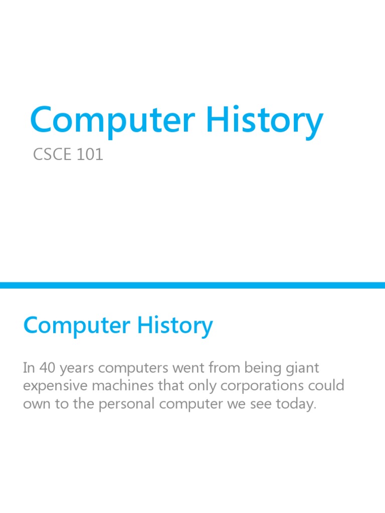 Computer History: CSCE 101 | Download Free PDF | Personal Computers ...