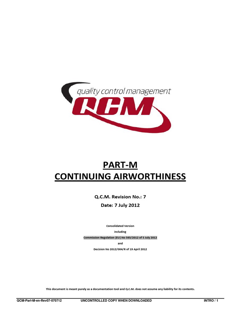 QCM Part M en Rev07 070712 | PDF | Aviation