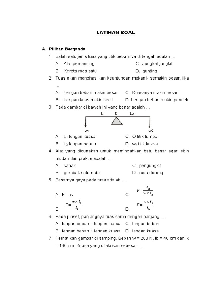 LATIHAN SOAL TUAS DAN PESAWAT | PDF