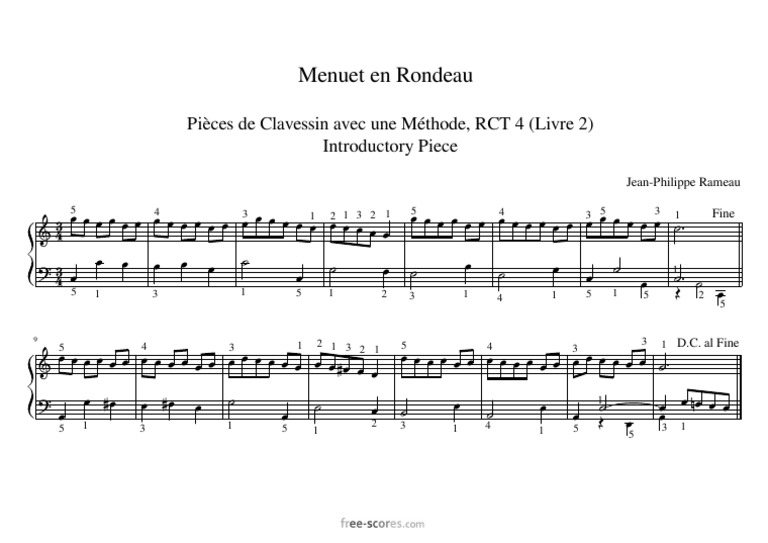Rameau Menuet Rondeau 1724 | PDF