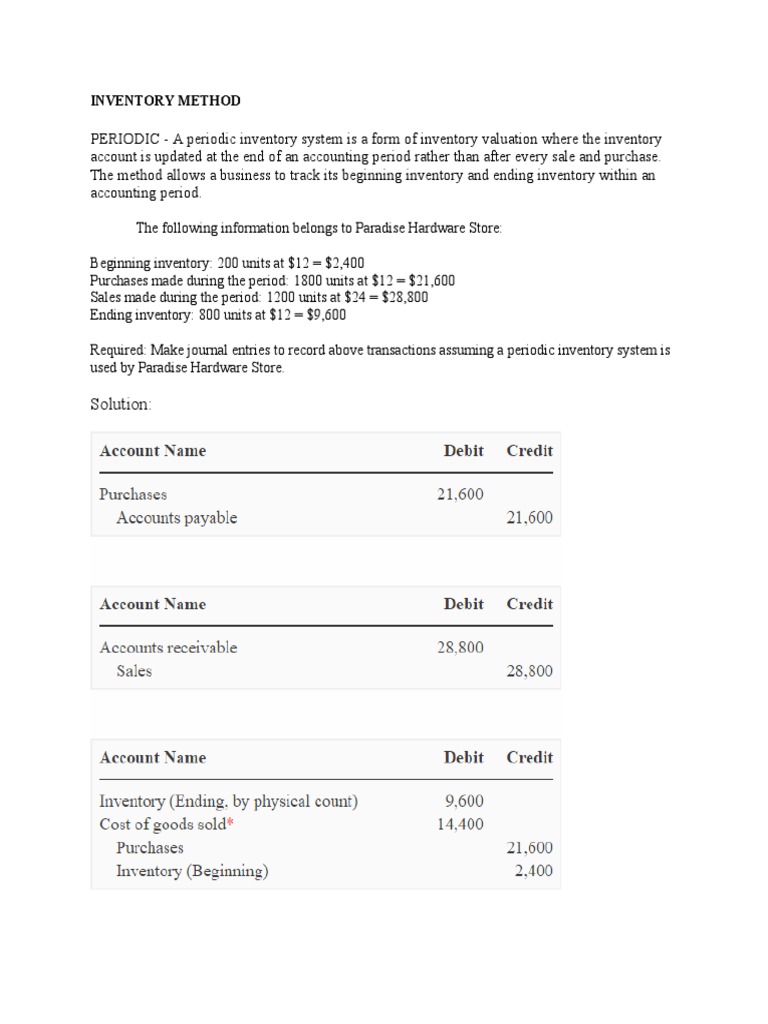 INVENTORY | PDF | Inventory | Debits And Credits