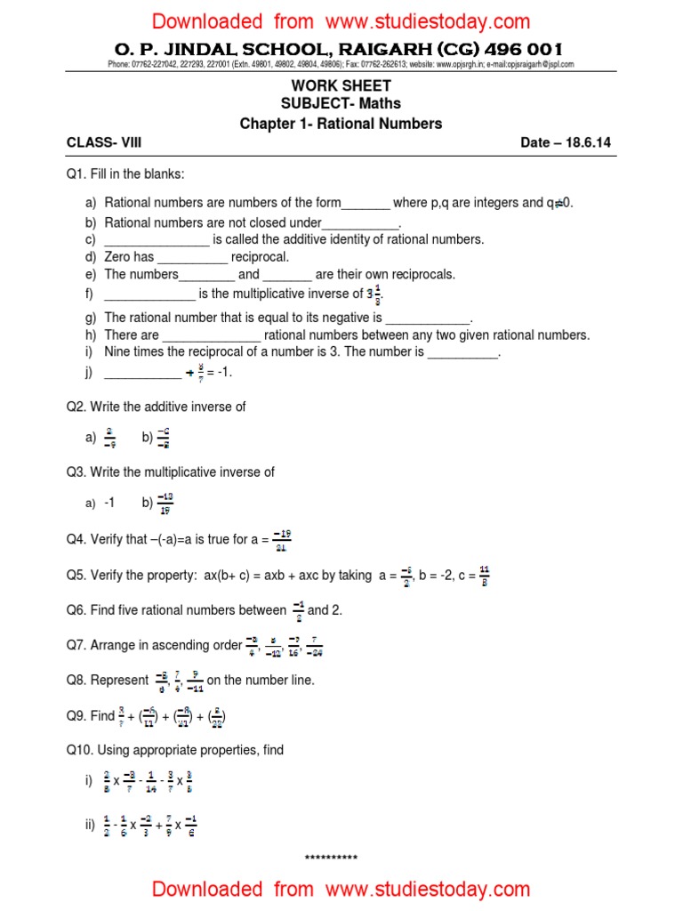 Class 8 Maths & Science Worksheets | PDF | Interest | Rectangle