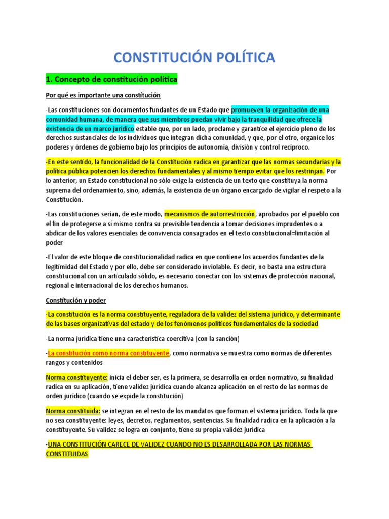 El concepto de constitución política: sus elementos constitutivos y ...