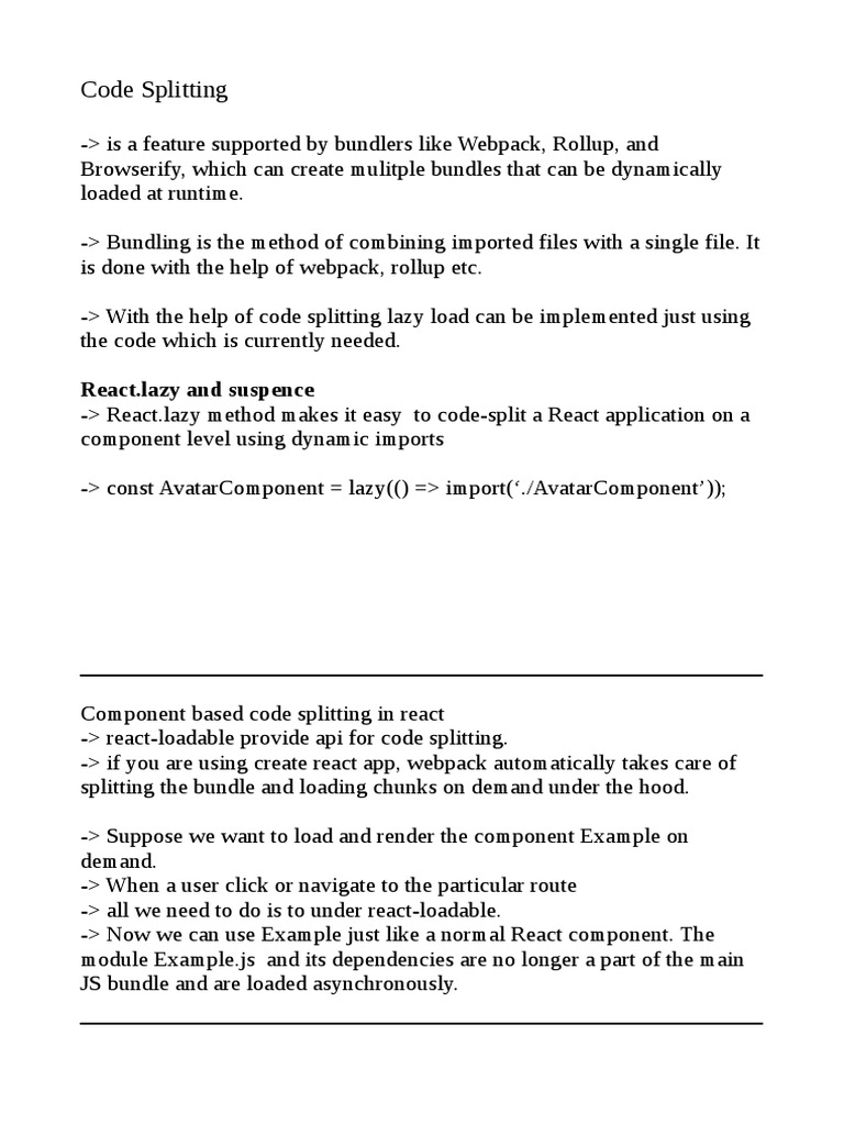 Code Splitting React Lazy And Suspence Pdf Computer Programming Systems Engineering