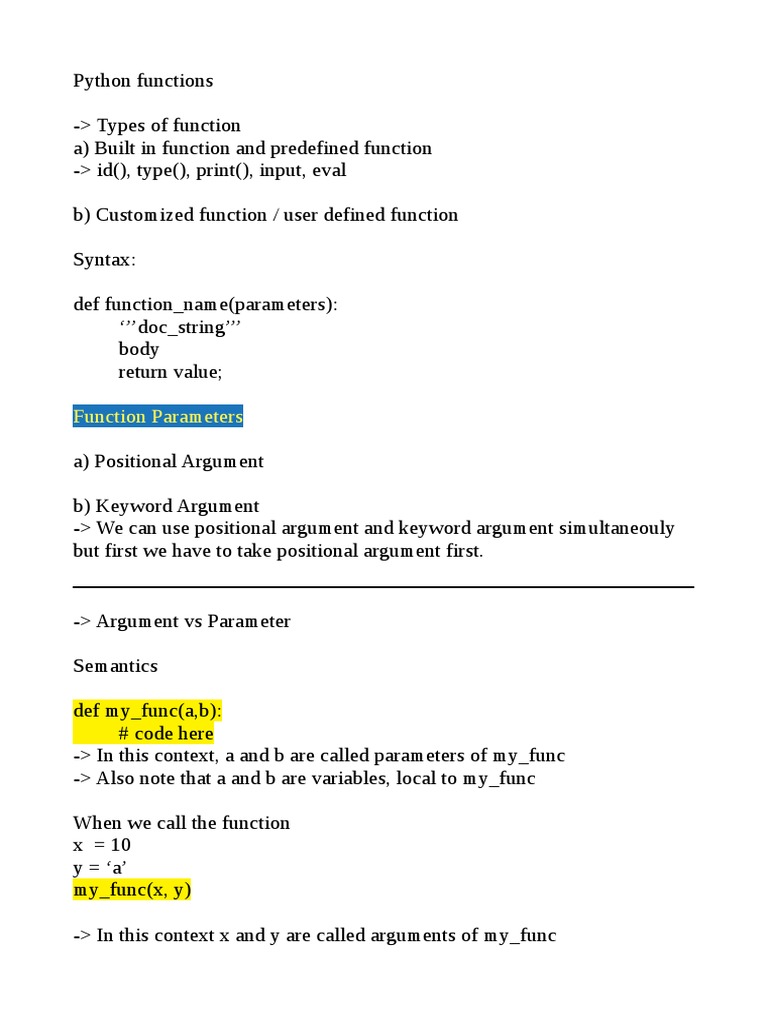 Function Parameters Pdf Parameter Computer Programming Subroutine