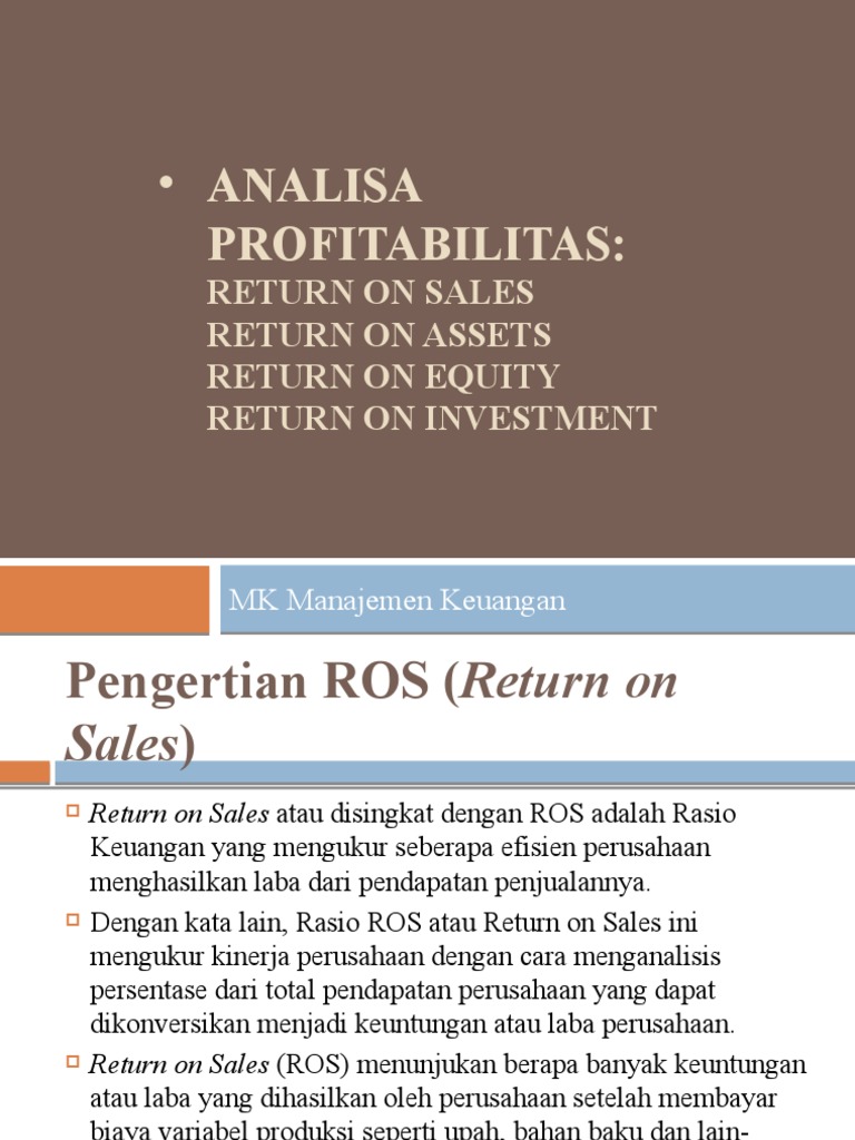 Return and Profitability Analysis | PDF