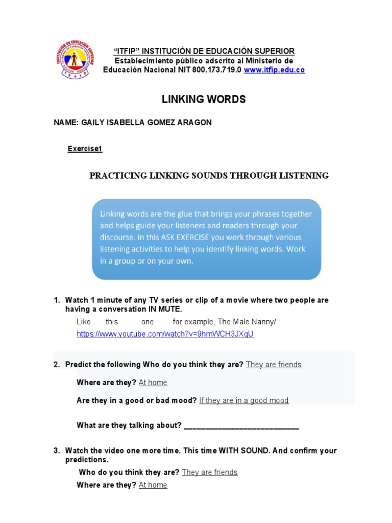 Linking Words: Practicing Linking Sounds Through Listening | PDF