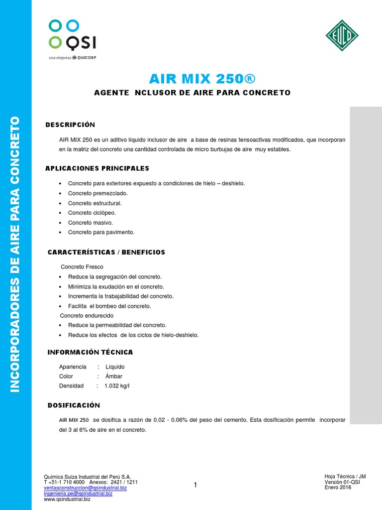 Air Mix 250 | PDF | Hormigón | Materiales de construcción