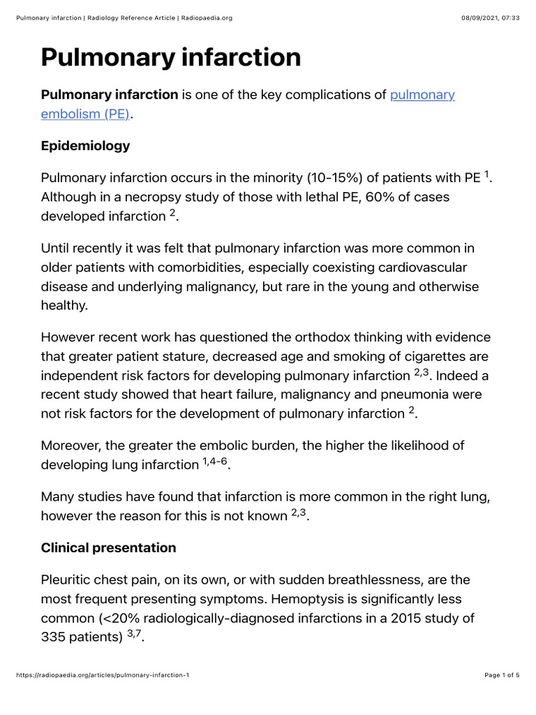 Pulmonary Infarction - Radiology Reference Article | PDF | Circulatory ...