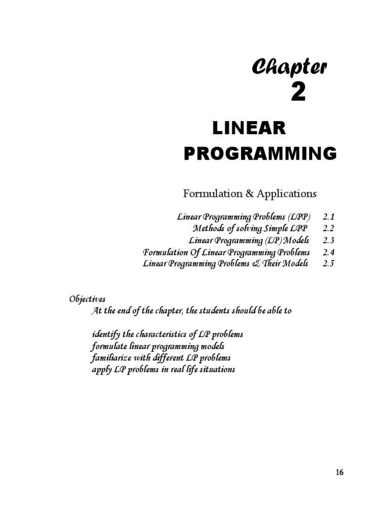 Linear Programming: Formulation & Applications | PDF | Linear Programming | Mathematical ...