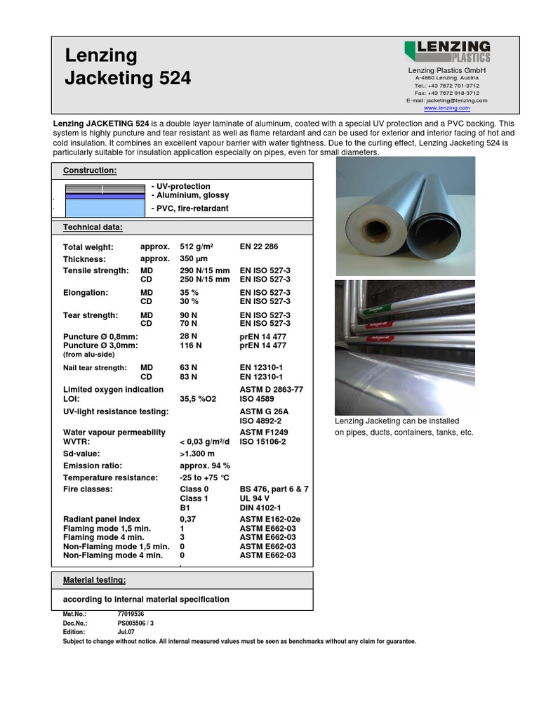 Lenzing Jacketing 524: (From Alu-Side) Nail Tear Strength | PDF ...