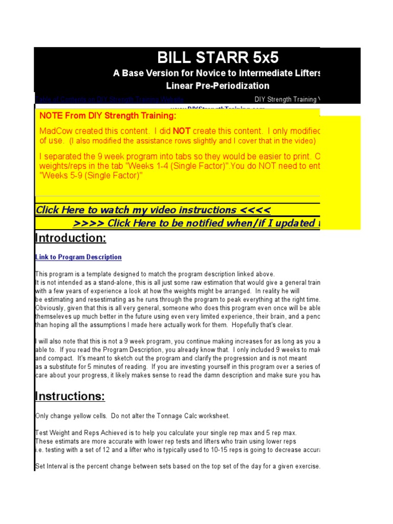 Bill Starr 5X5: A Base Version For Novice To Intermediate Lifters ...