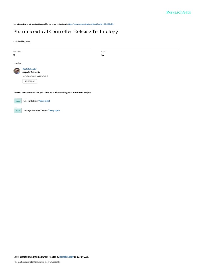 Pharmaceutical Controlled Release Technology | PDF | Pharmaceutical ...