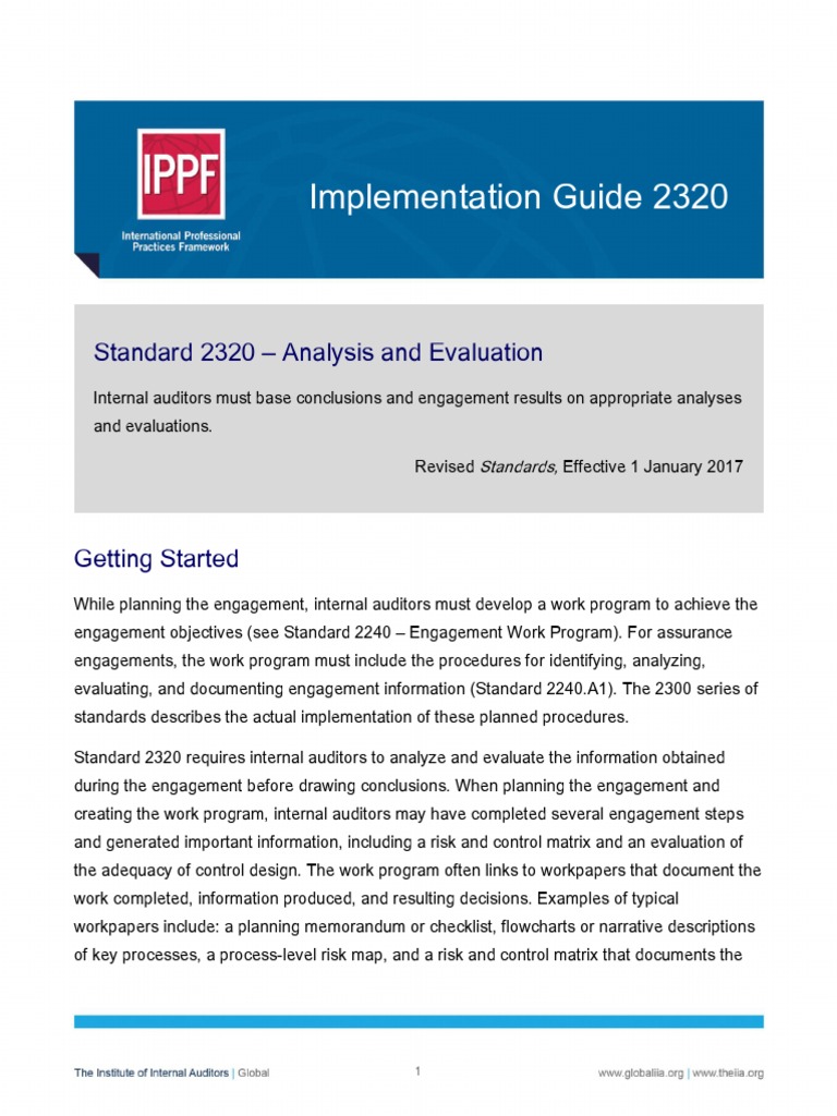 Implementation Guide 2320: Standard 2320 - Analysis and Evaluation ...