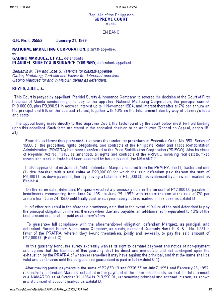 15 Namarco v. Marquez | PDF | Guarantee | Surety