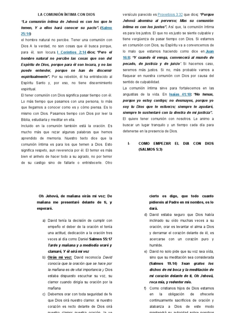 La Comunión íntima Con Dios Pdf Oración Creencia Religiosa Y Doctrina