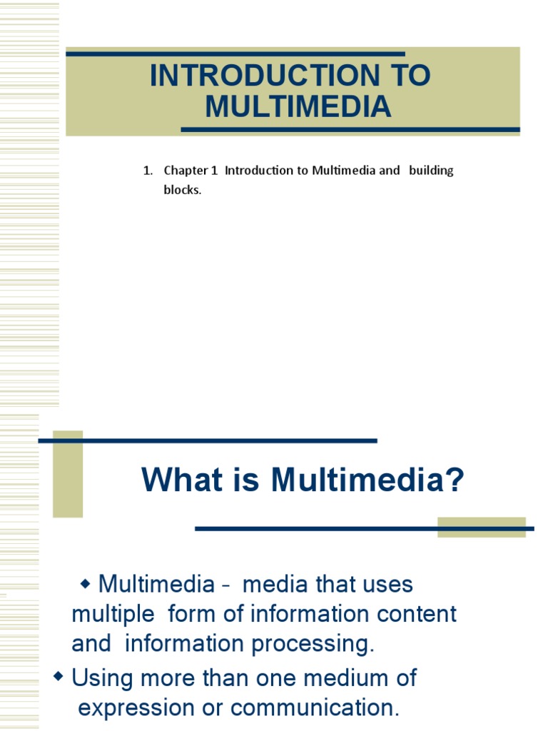 Chapter 1 Introduction To Multimedia and Building Blocks | PDF ...