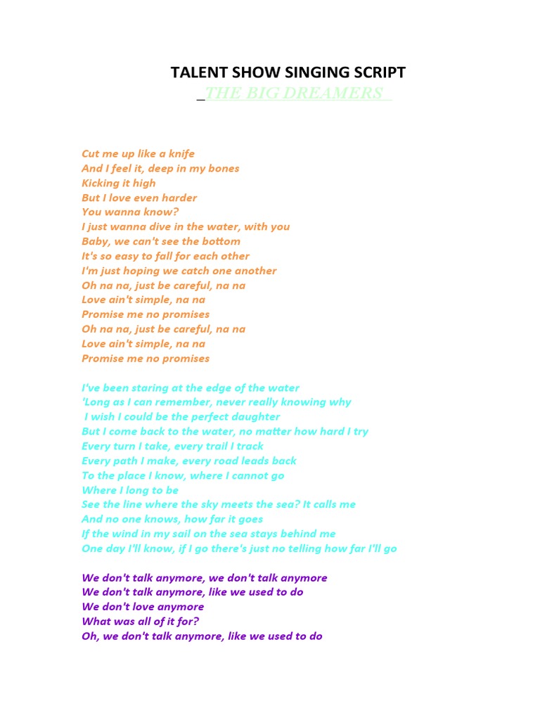 Talent Show Singing Script | PDF