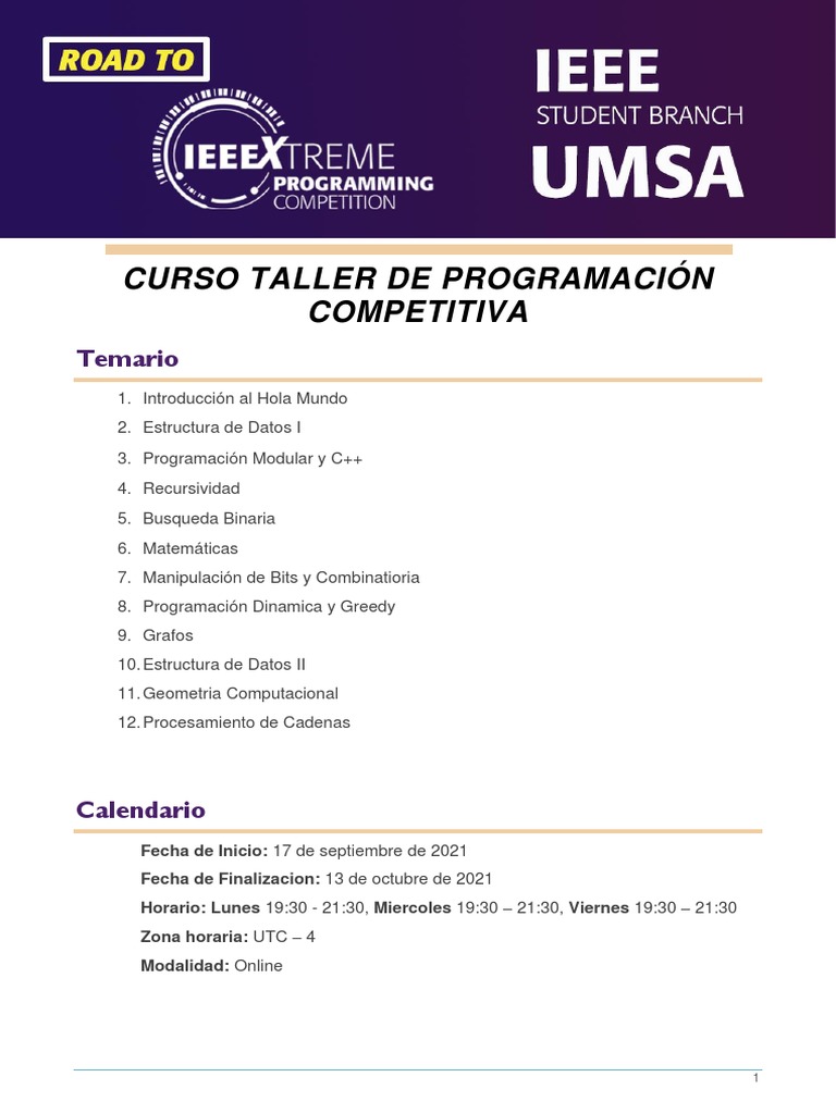 Curso Taller de Programación Competitiva | PDF | Informática | Ciencias ...