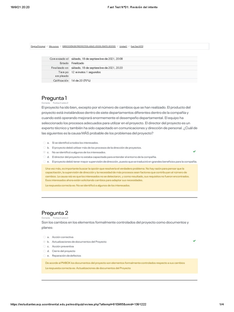 Revisión del Fast Test N°01 en Proyectos | PDF | Crecimiento personal y ...