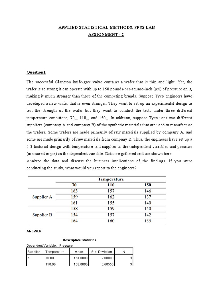 Applied Statistical Methods, Spss Lab Assignment - 2: Answer | PDF | Errors And Residuals ...