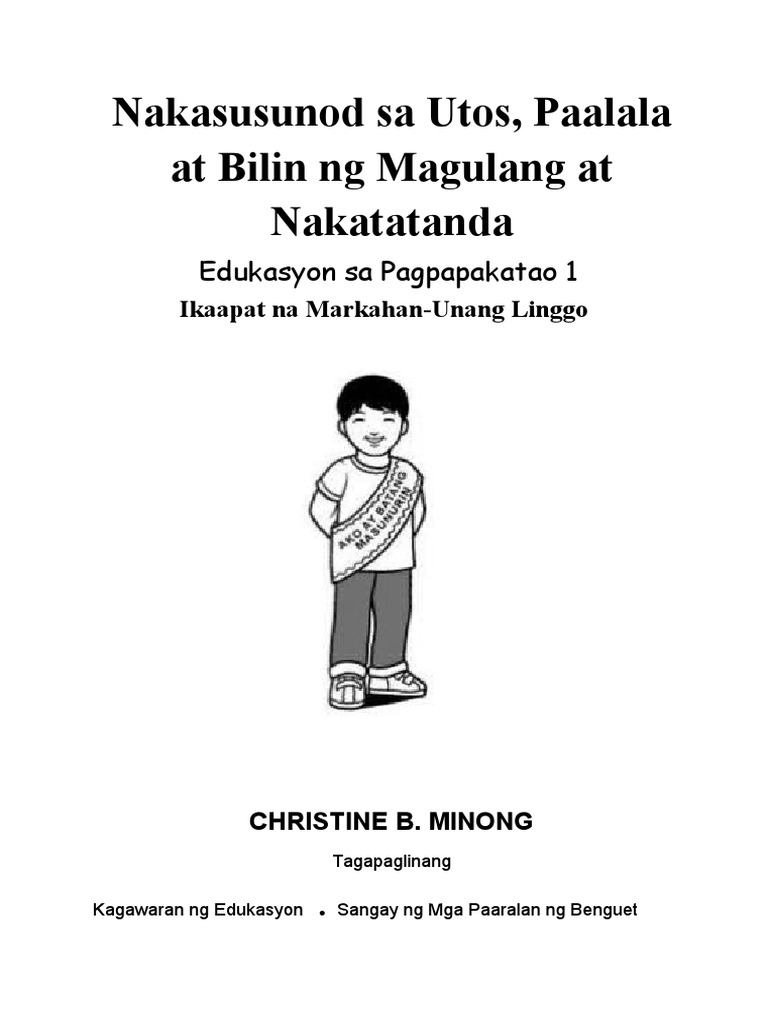 ESP1 Q4 W1 Nakasusunod Sa Utos NG Magulang at Nakatatanda 1 | PDF