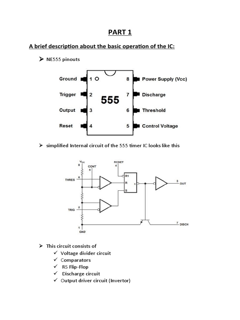 A Brief Description About The Basic Operation of The IC:: NE555 Pinouts ...