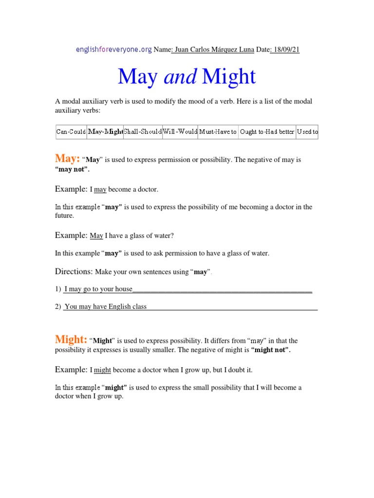 Understanding May and Might Usage | PDF