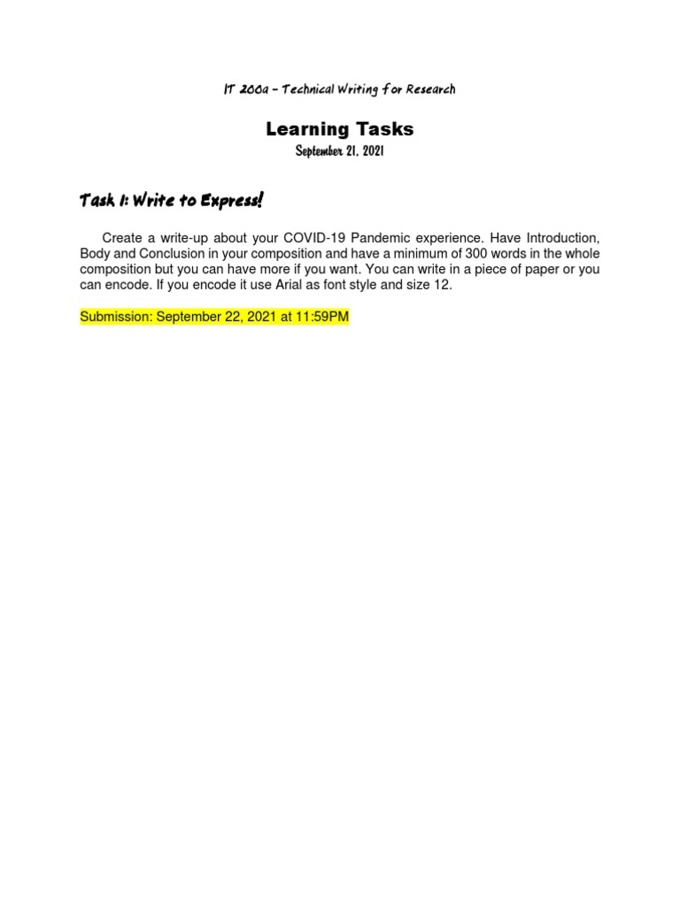 Learning Task 1 | PDF