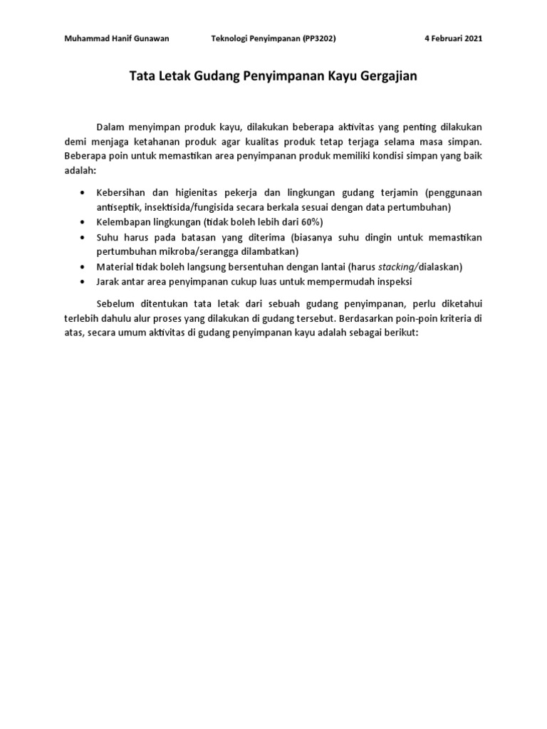 Tata Letak Gudang Penyimpanan Kayu Gergajian YESYES | PDF