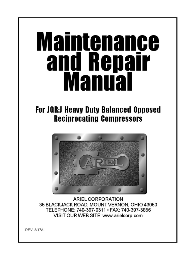 Maintenance and Repair Manual: For JGR:J Heavy Duty Balanced Opposed ...