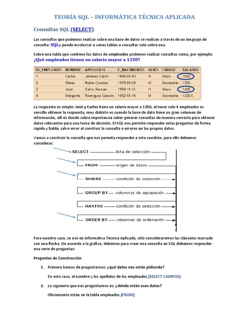 Teoria SQL | PDF | SQL | Informática