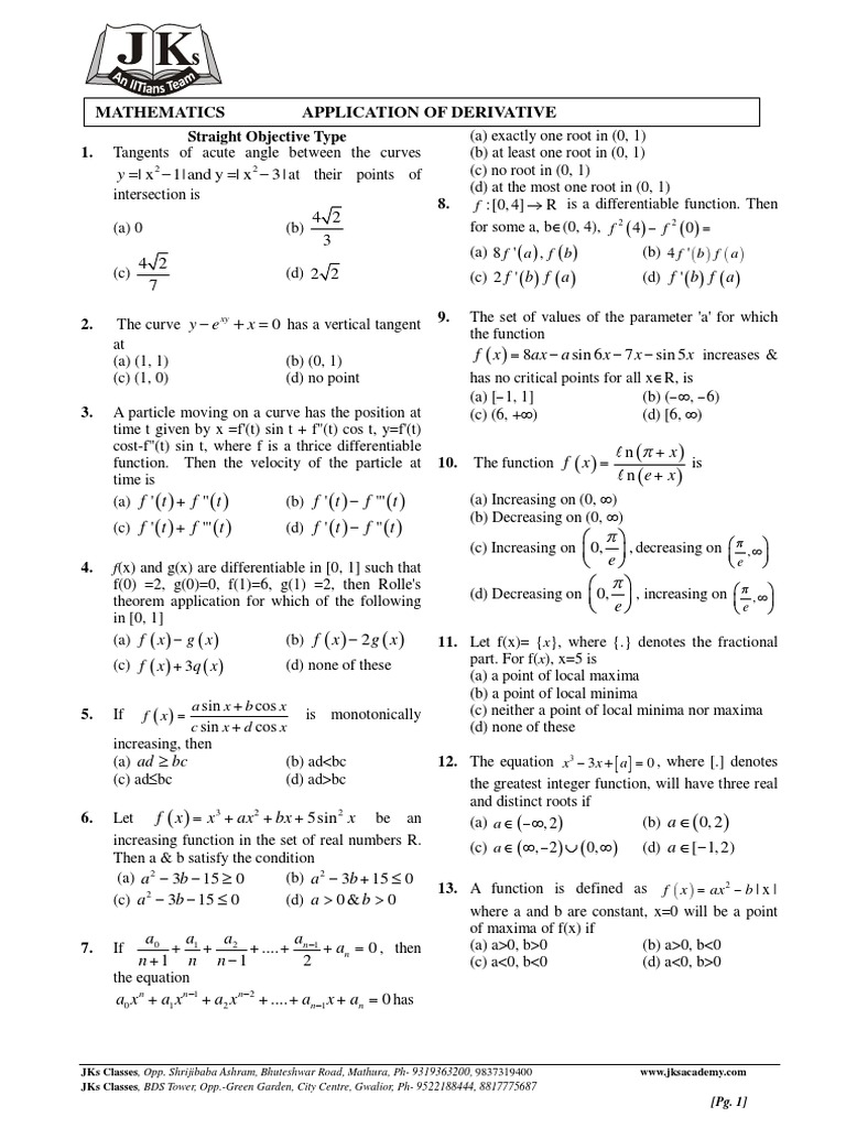 Application of Derivative | PDF | Tangent | Derivative