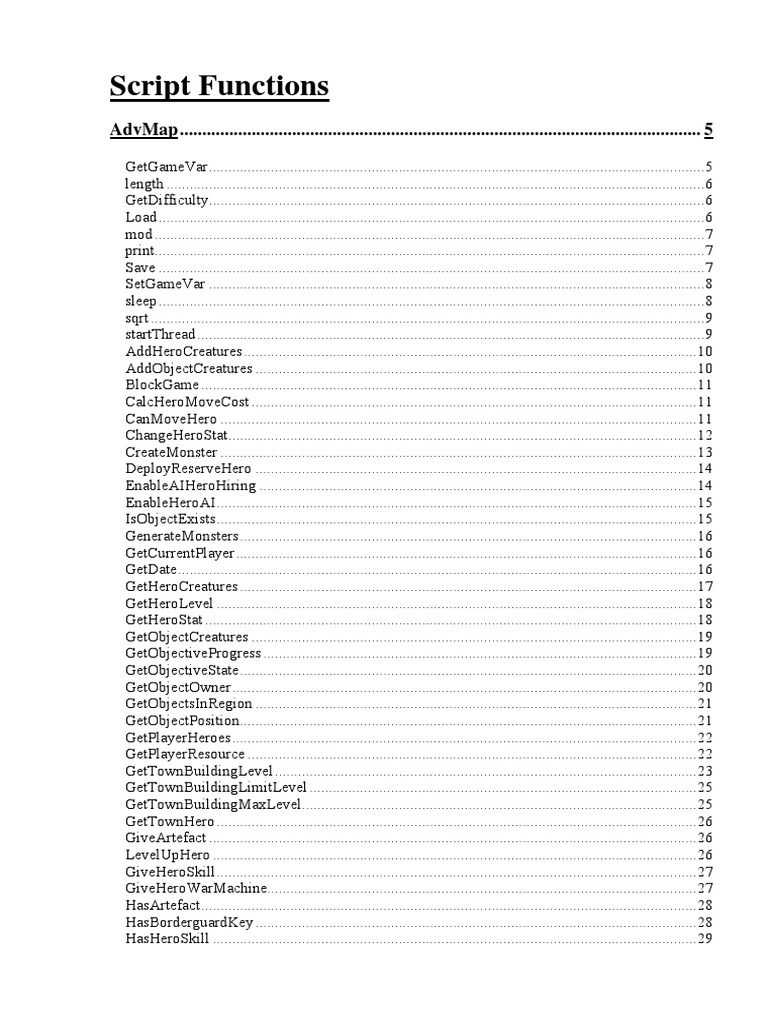 HOMM5 A2 Script Functions | PDF | Parameter (Computer Programming ...