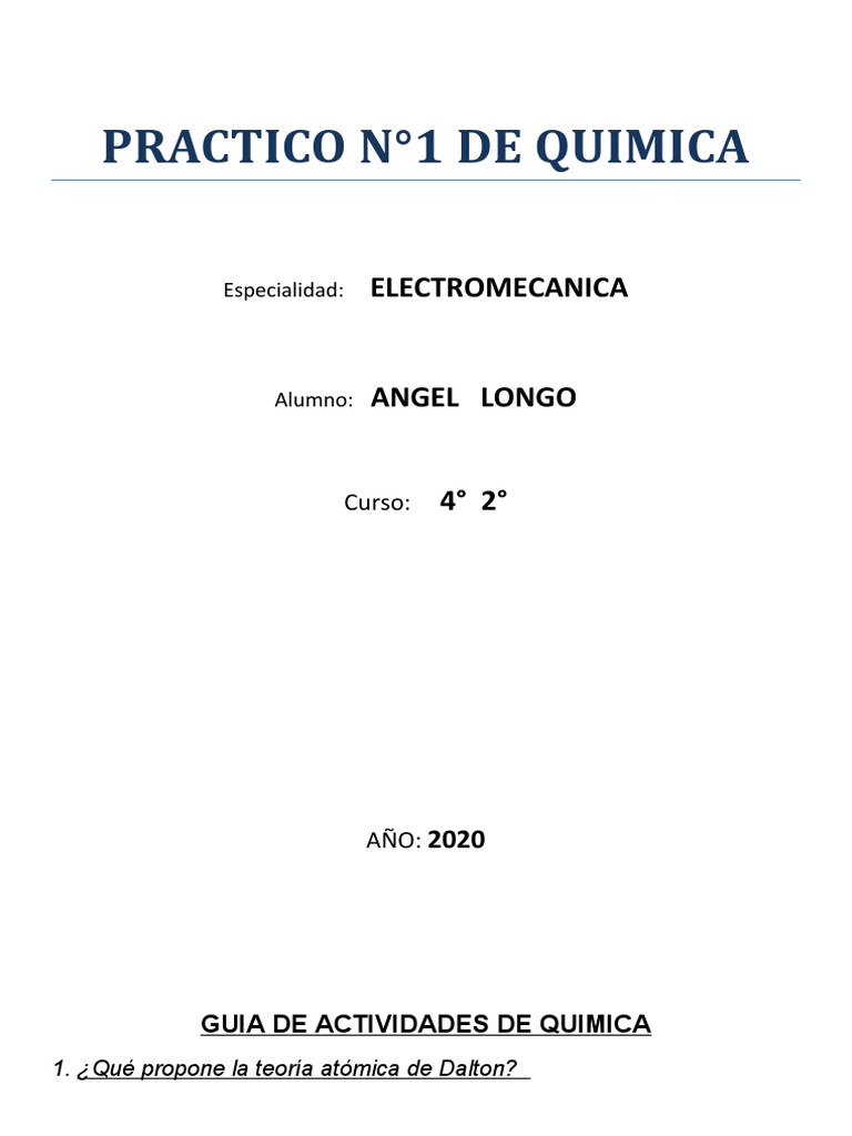 Gia de Actividades de Quimic1 | PDF | Mole (Unidad) | Química