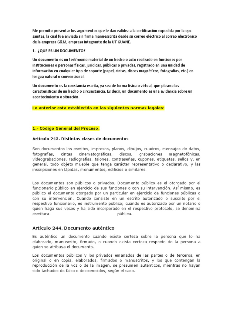 Validez de Documento Sin Firma | PDF | Documento | Tecnología de ...