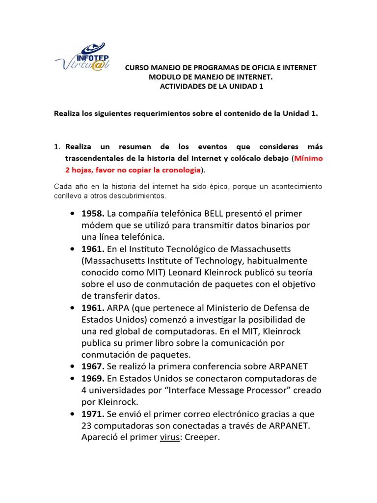 Actividad 1 Modulo 3 Internet | PDF | Internet | Red Telefónica Conmutada