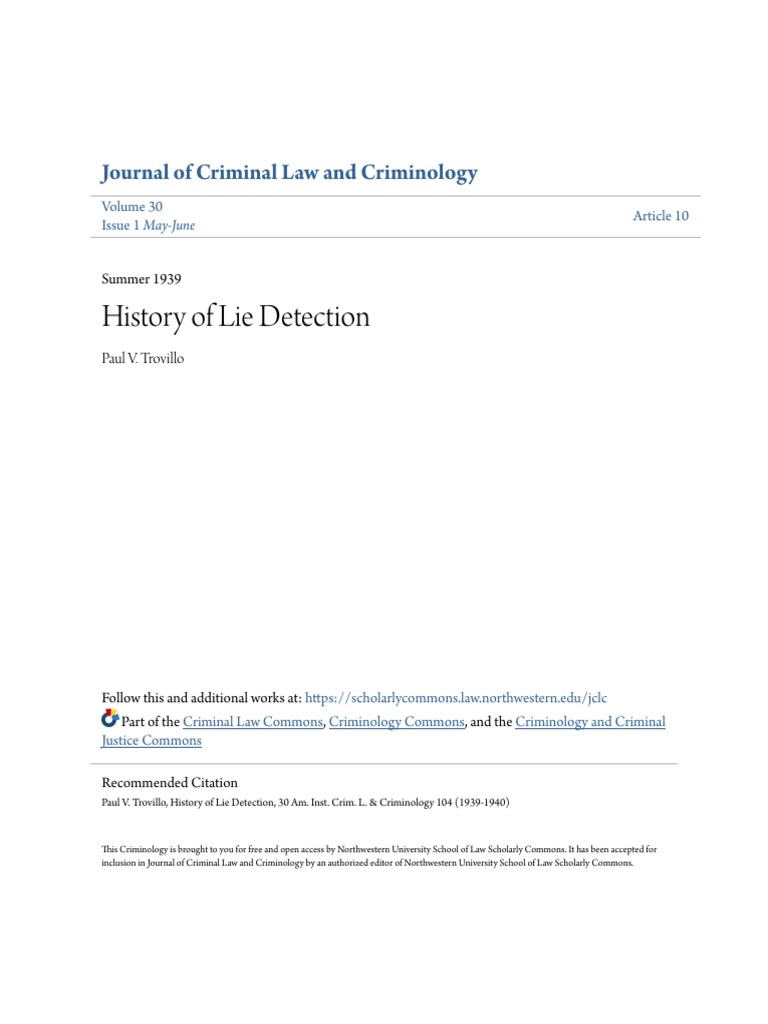History of Lie Detection | PDF | Emotions | Psychology