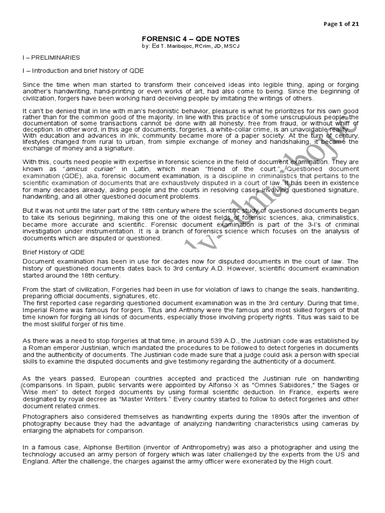 Forensic 4 - Qde Notes | PDF | Pulp (Paper) | Pen