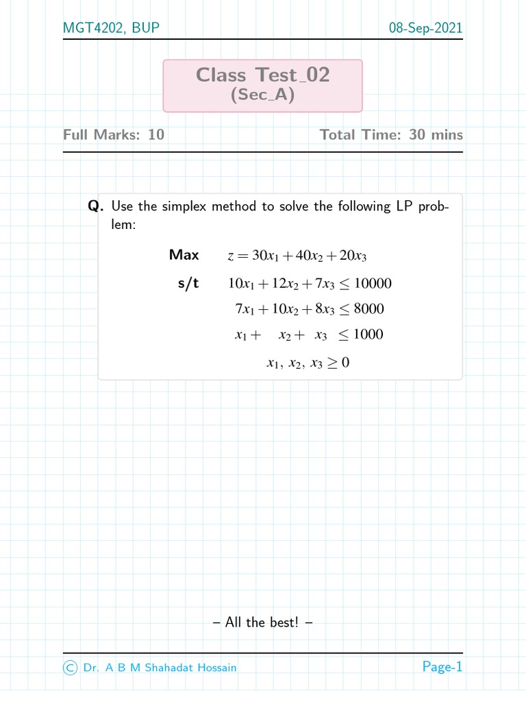 Quiz02 MGT4202 SecA 08sep2021 | PDF