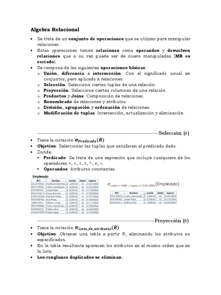Algebra Relacional | PDF | Matemáticas | Conceptos matemáticos